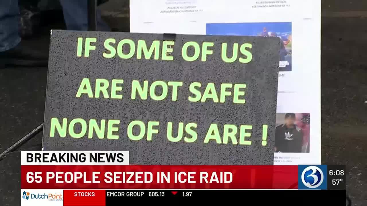 Dozens protest ICE raids around Connecticut in Danbury