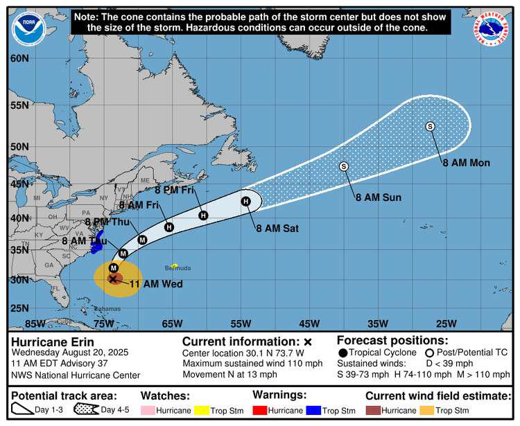 Hurricane Erin is huge, now as wide as Texas. Here's why that matters.