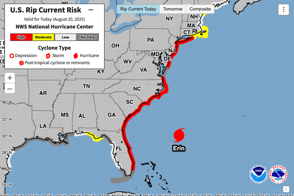 Hurricane Erin mapped: Tracking areas most likely to see the impacts of ...