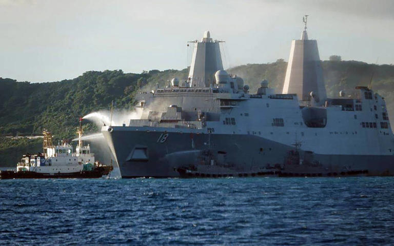 US Navy ship on fire for 12 hours off Japan