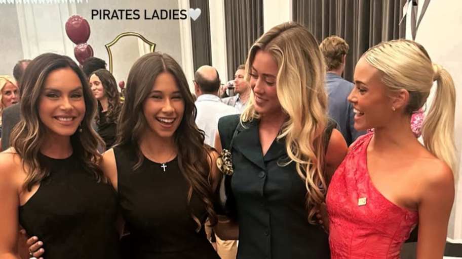 Livvy Dunne's fire-red dress slays Pirates WAGs hang without Paul Skenes