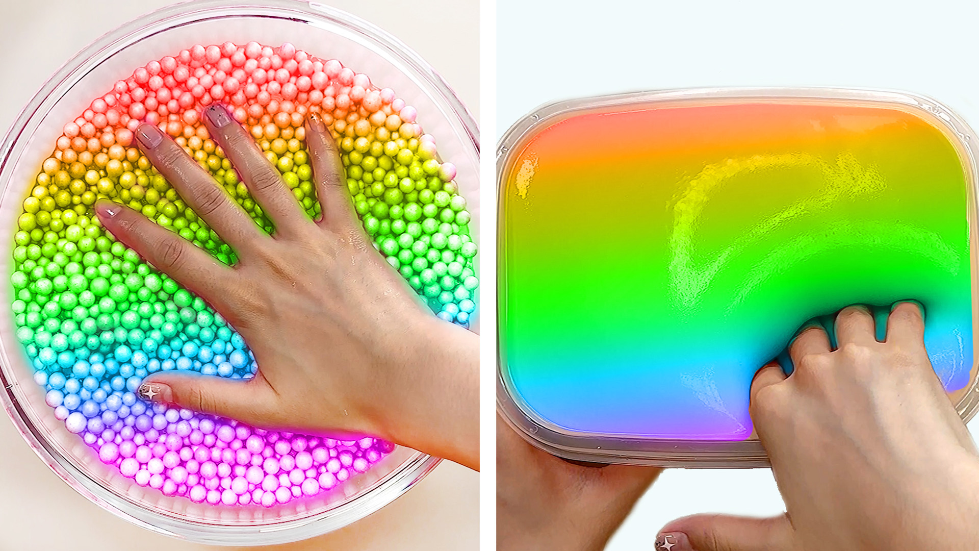 Slime arcoíris con bolitas de espuma | Slime ASMR