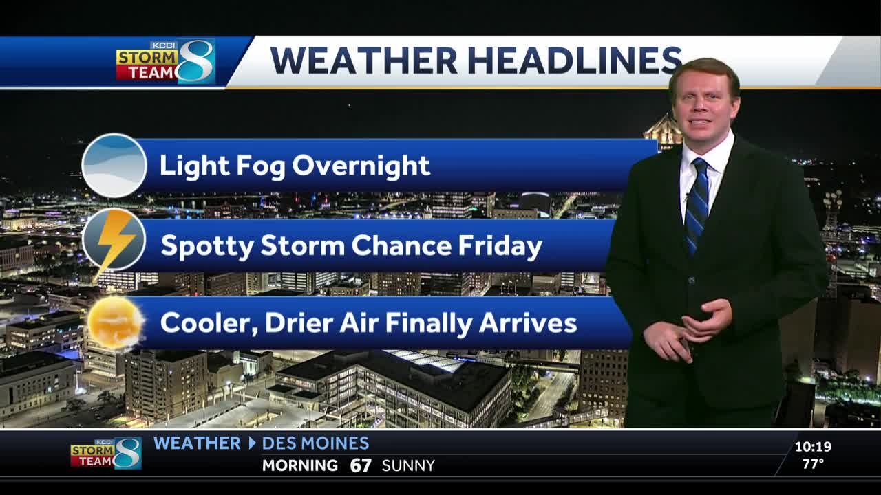 Iowa weather: Falling humidity with a big cool-down by this weekend
