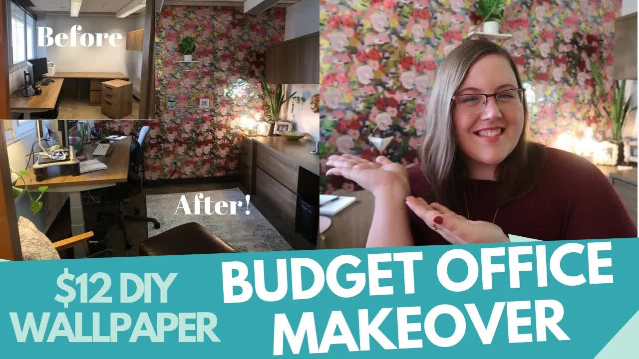 DIY Removable Wallpaper How To - Extreme Budget Office Makeover