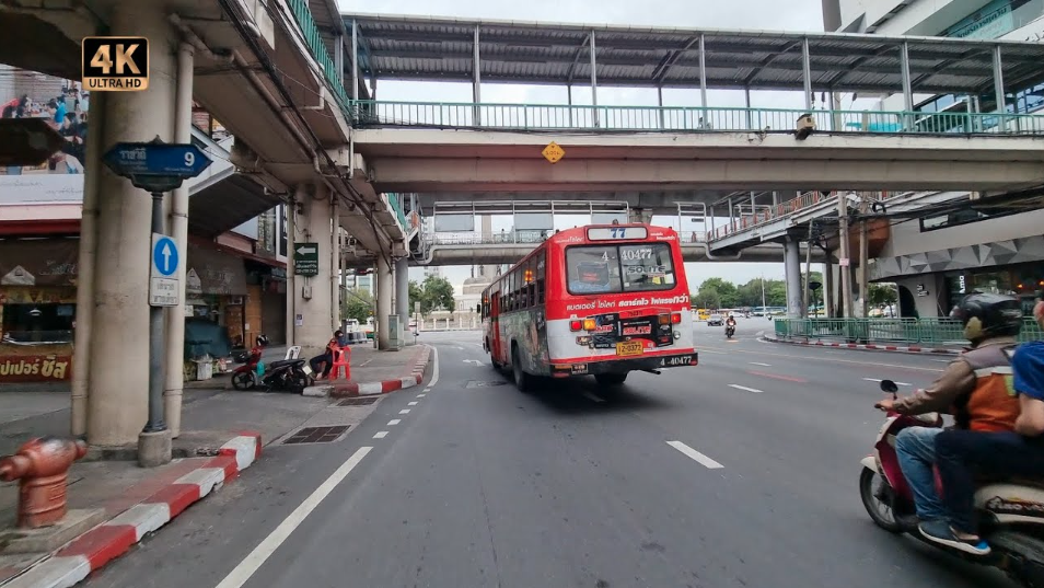 Bangkok Morning Traffic Ride - Ploen Chit to Victory Monument - New ...