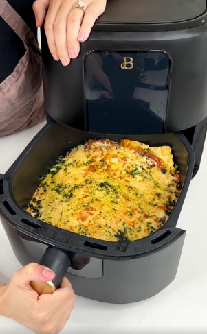 Air fryer lasagna easy cheesy and perfectly crispy