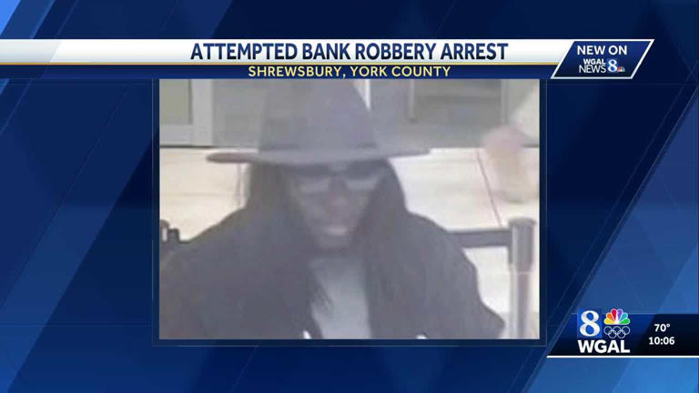 Man dressed as woman arrested after attempting to rob bank in York County
