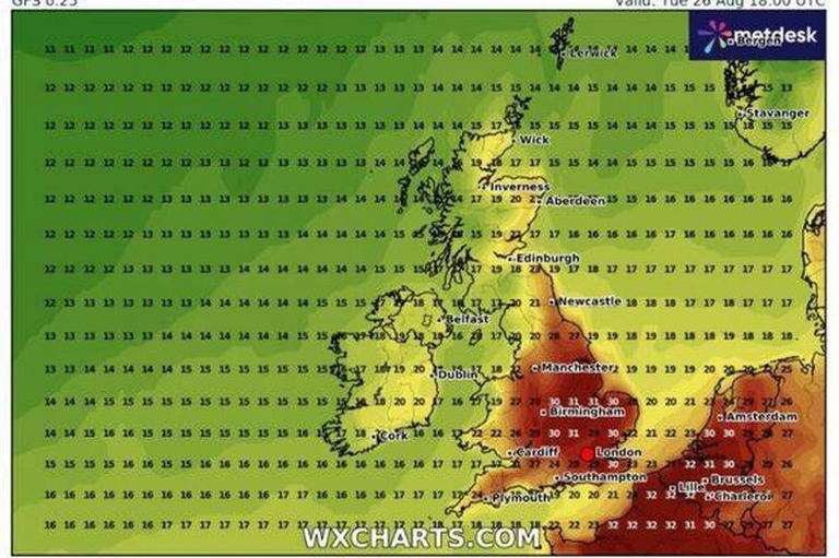 UK heatwave update as 31C hot weather returns to bake Britain