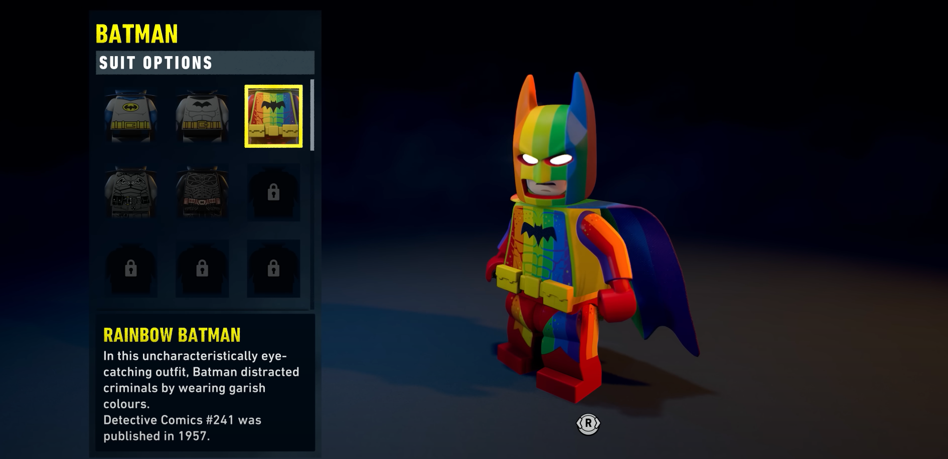 New Batman video game lets players wear a rainbow suit from the comics ...