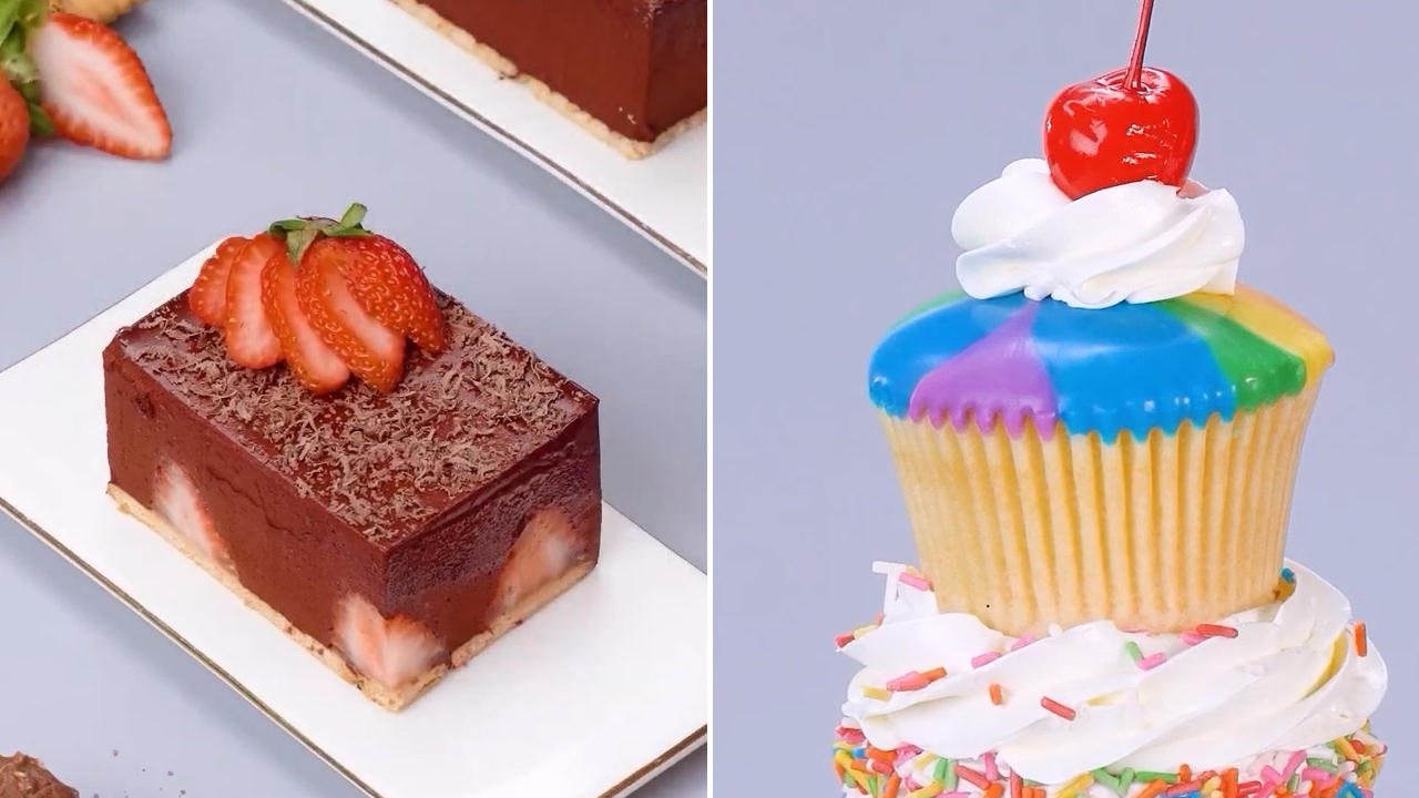 Chocolate Mousse Cake and Rainbow Cupcake