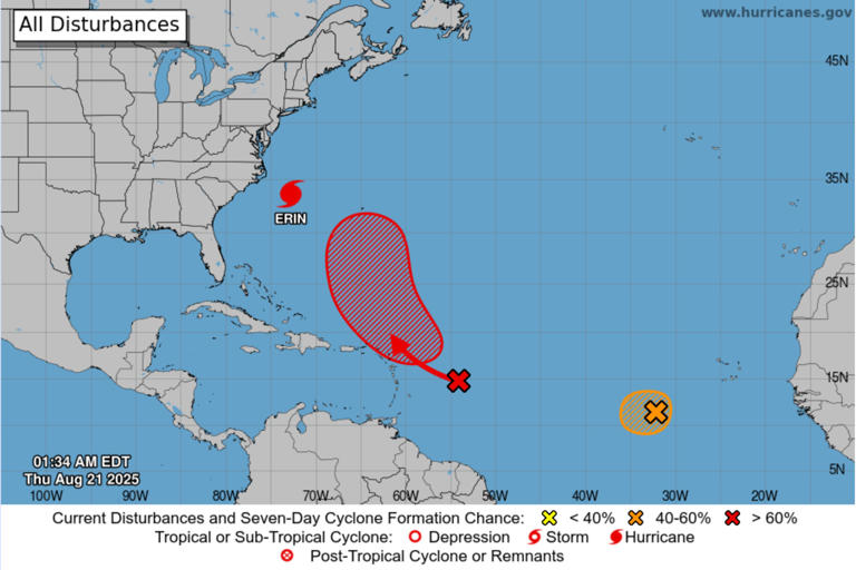 New Tropical Storm Fernand likely to form behind Hurricane Erin