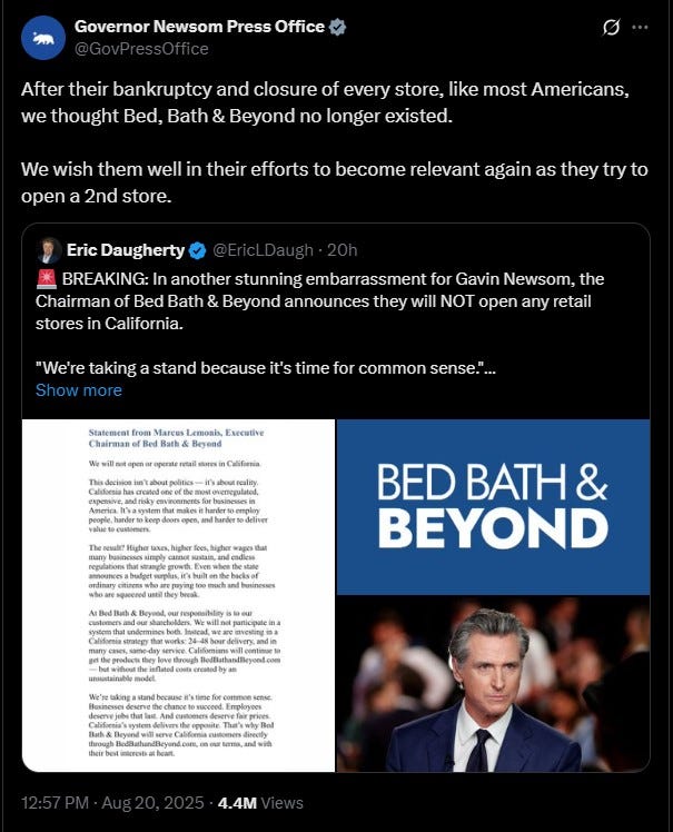 Bed Bath Beyond Skips California Comeback Draws Sharp Reaction From