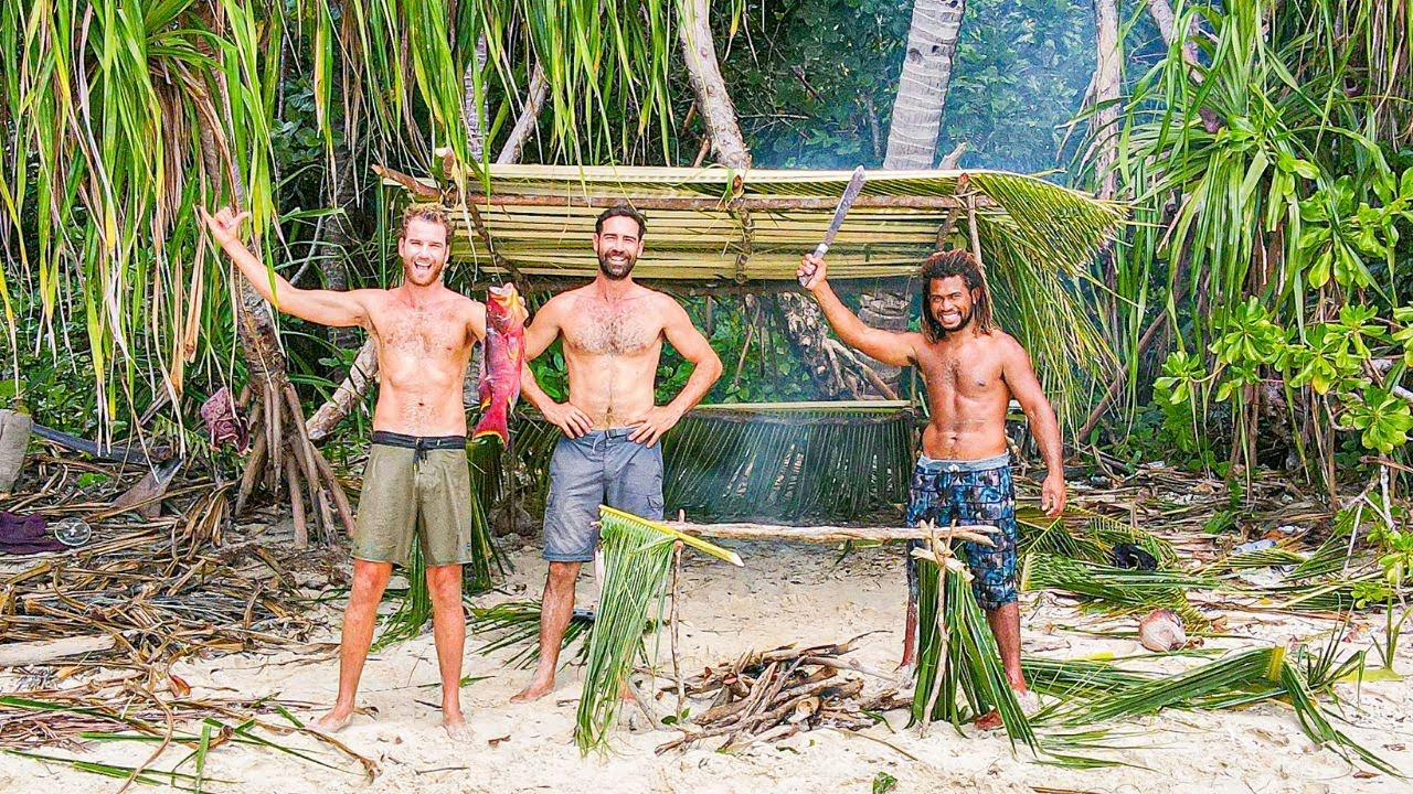 Building a Primitive Survival Shelter and Cooking Wild Food