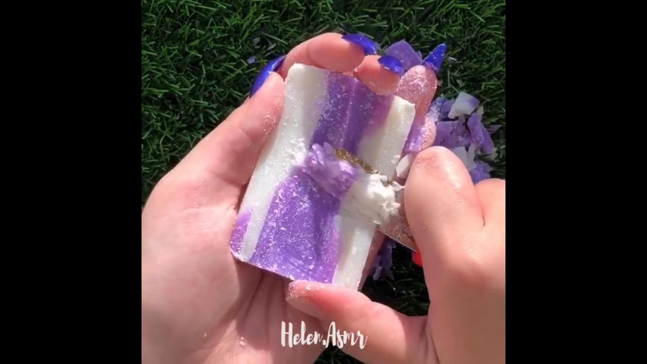 Satisfyingly Shredding Purple Bar Soap Smoothly