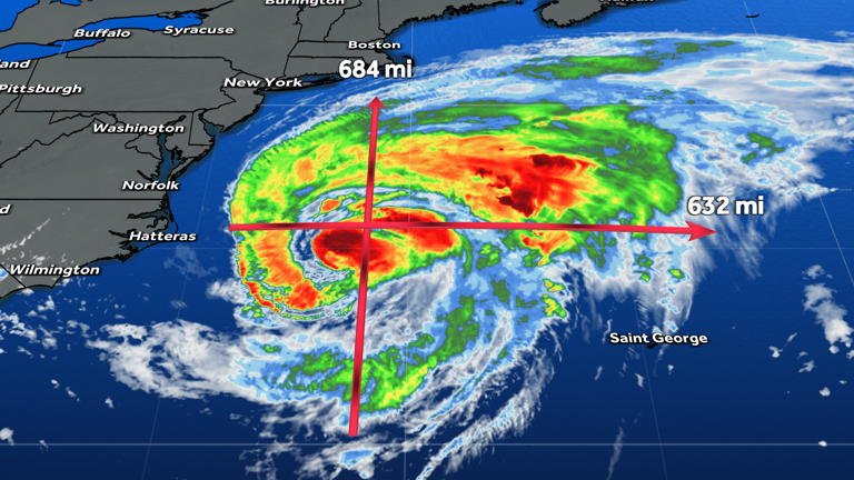 How large is Hurricane Erin? Bigger than the state of North Carolina