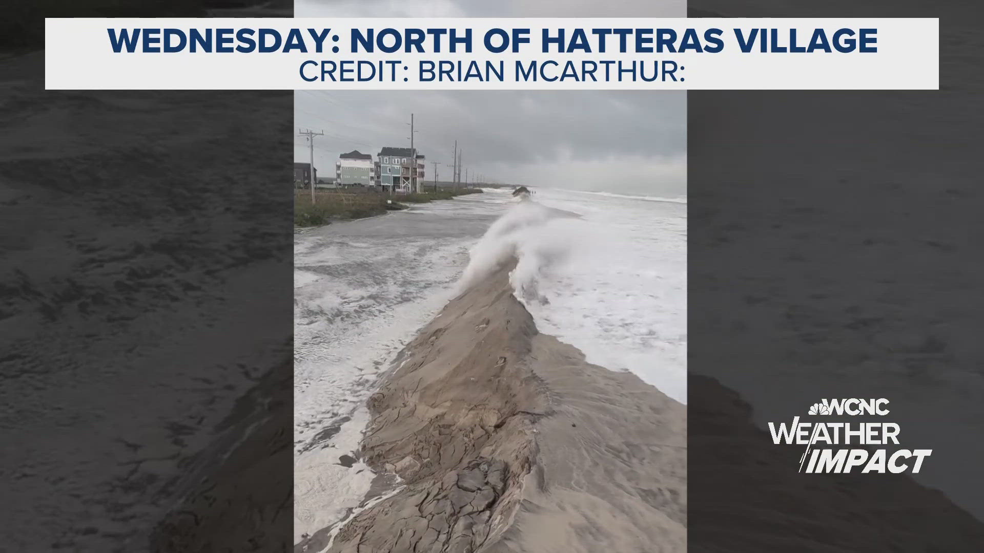 Overwash sweeps across Hatteras Village