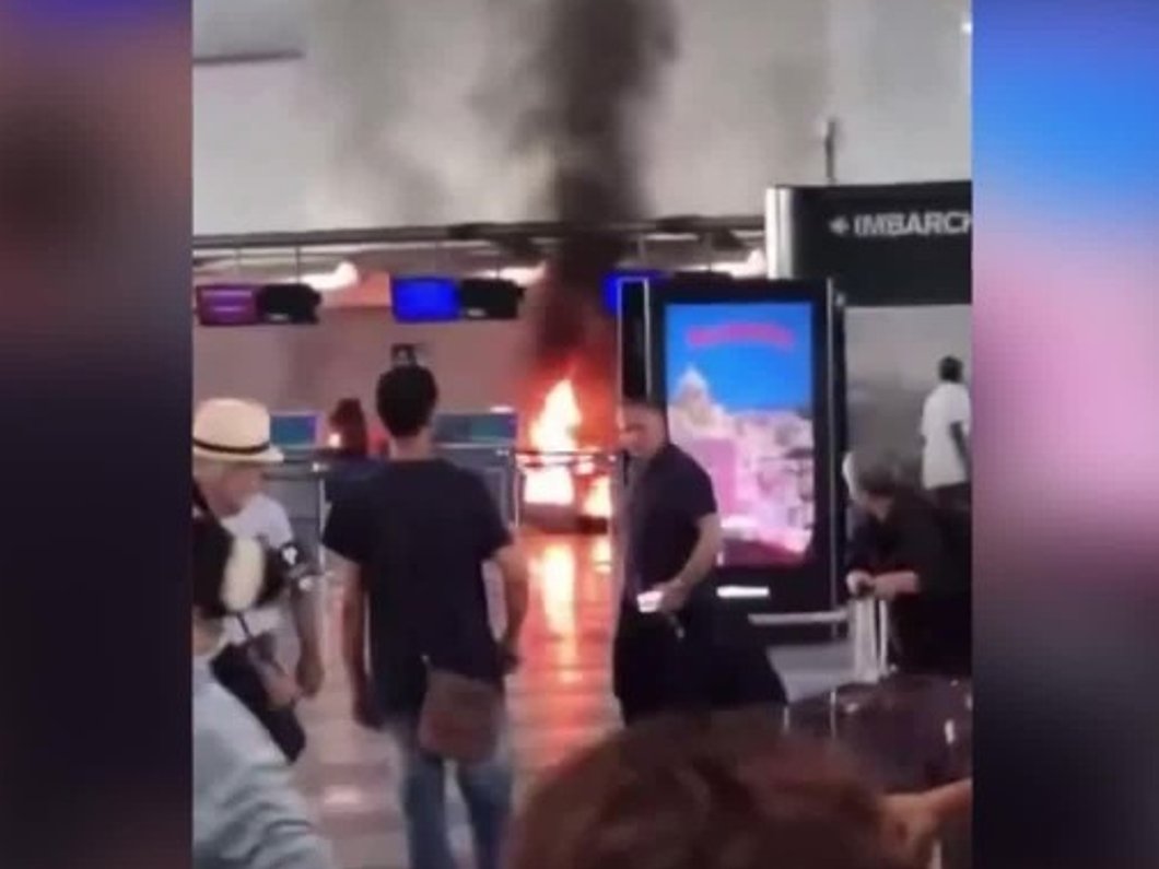Chaos at the airport: Man goes on rampage and starts fire
