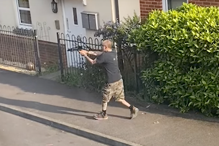 Man fires crossbow at police officer after stabbing neighbour