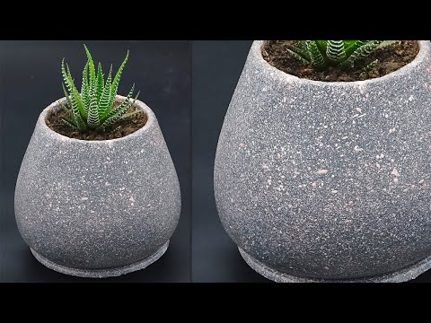DIY Stone Effect Garden Pot
