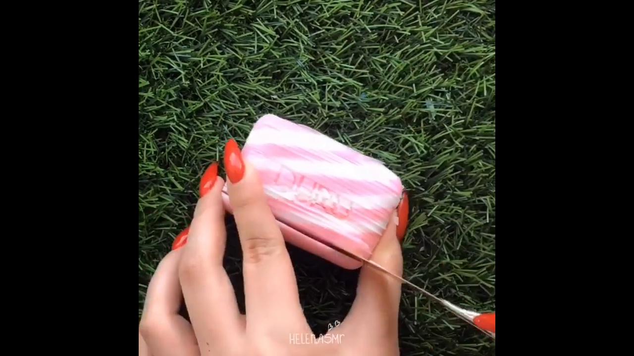 Satisfyingly Striped Pattern Bar Soap Slicing Smoothly