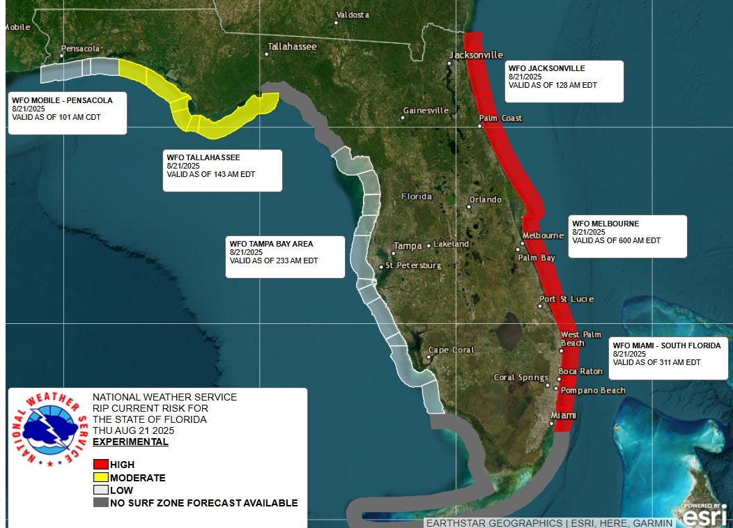 Erin has passed, but danger hasn't. Rip current risk in Florida ...