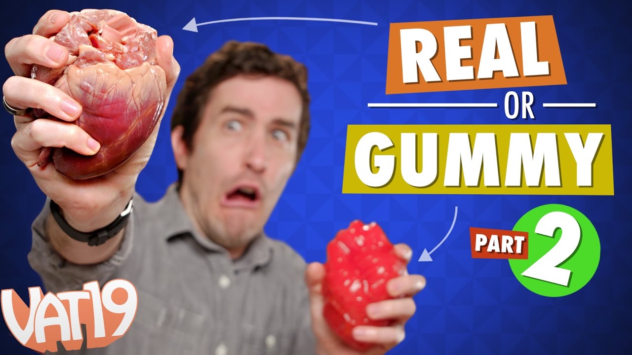 Gummy Food vs. Real Food Challenge: Heart, Tongue, and More