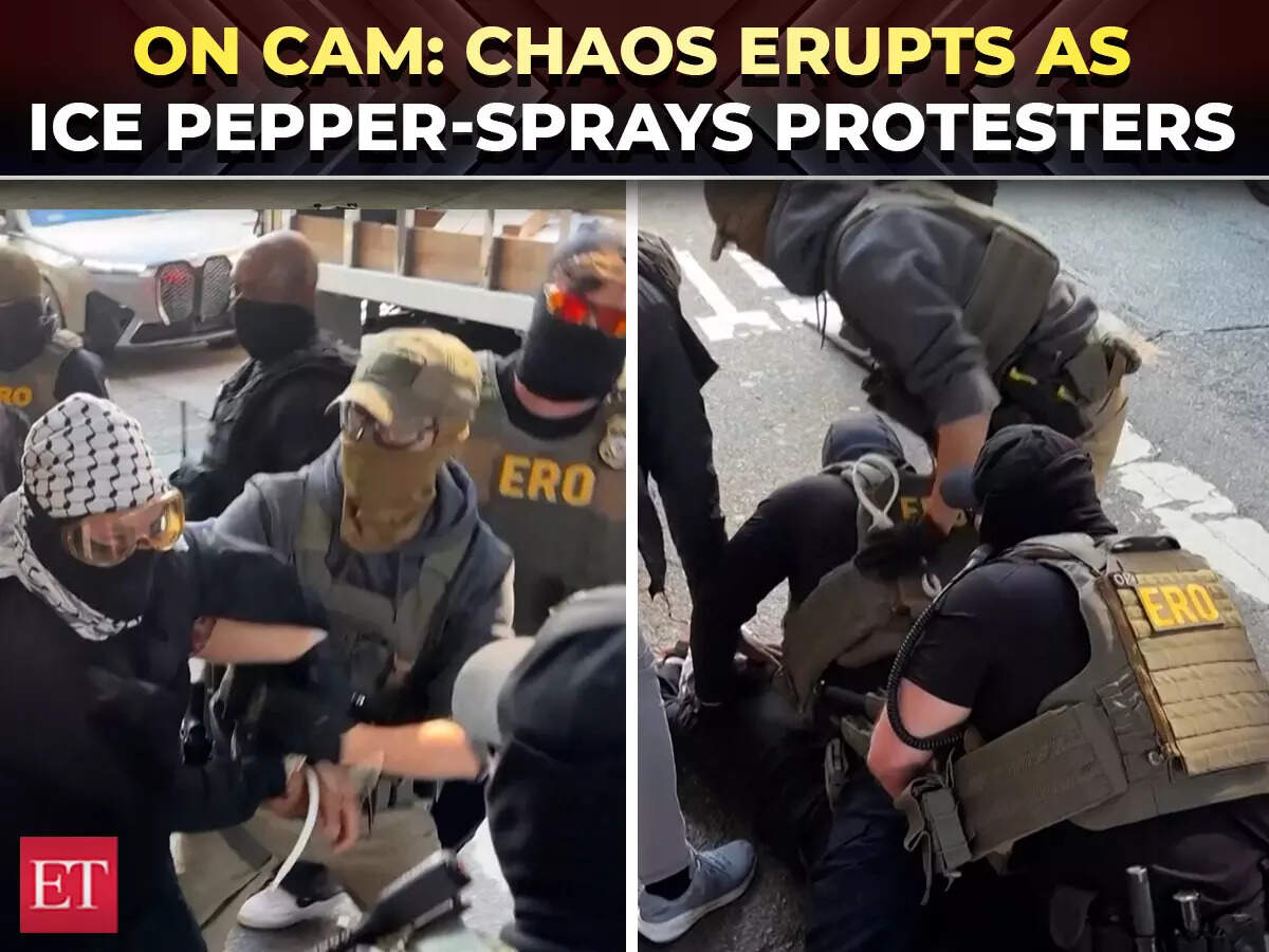 ICE pepper-sprays protesters as demonstrators clash with federal ...