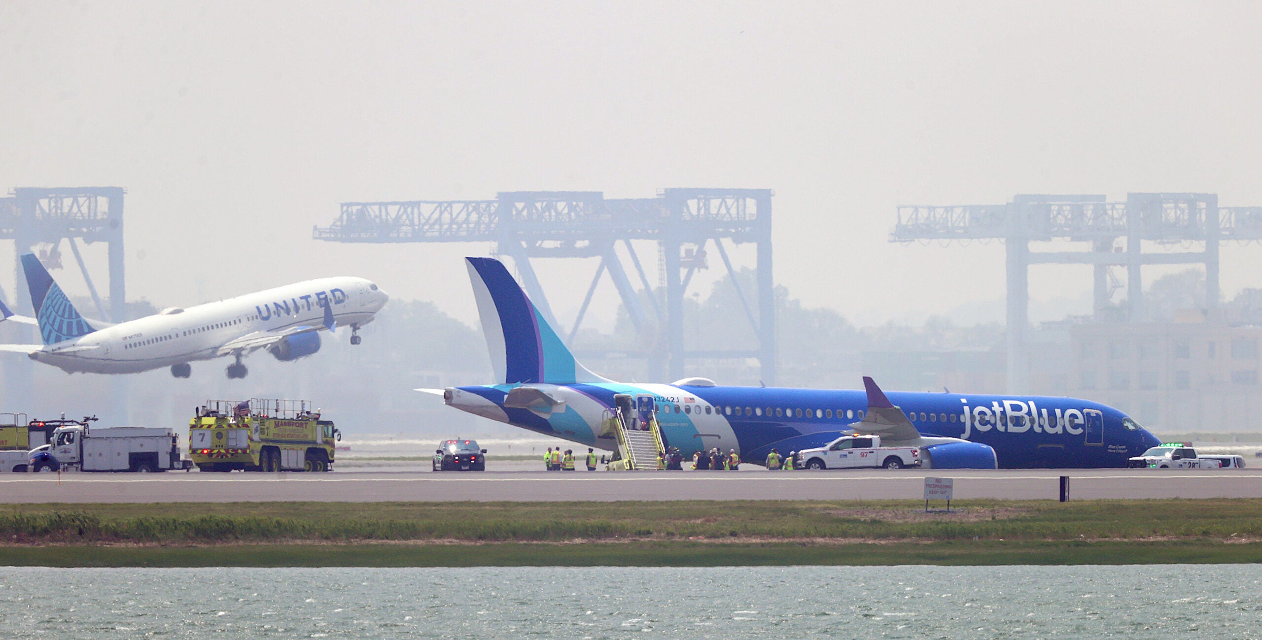 Watch: Video shows plane rolling off Logan runway