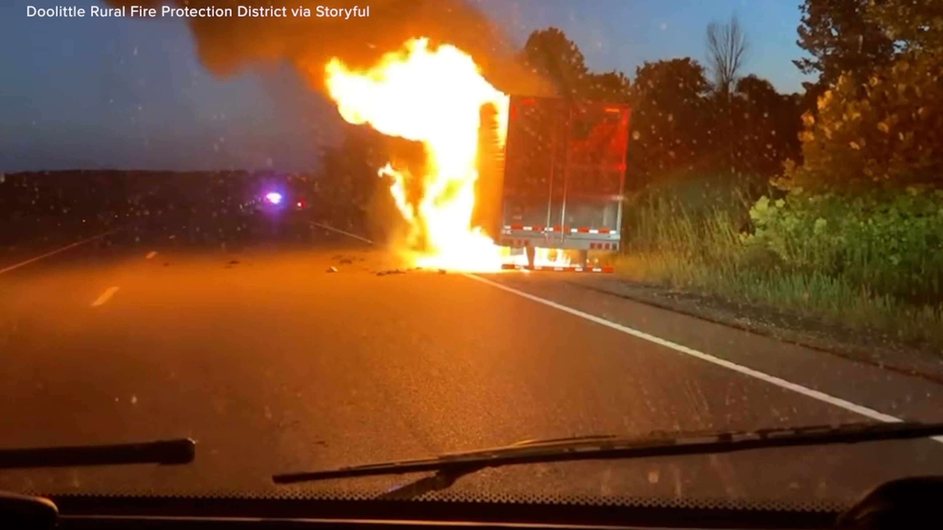 20 tons of ribeye steaks go up in flames on side of highway in tractor ...