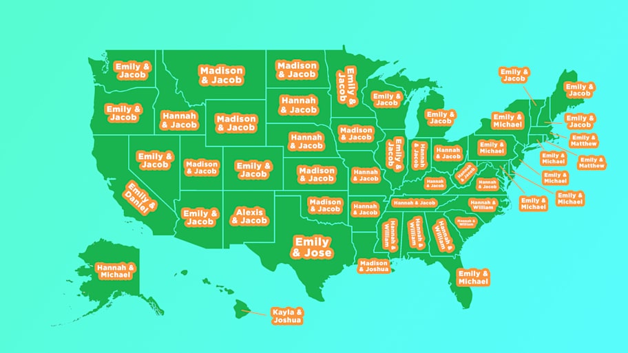 Mapped: Each State's Most Popular Baby Names From 25 Years Ago