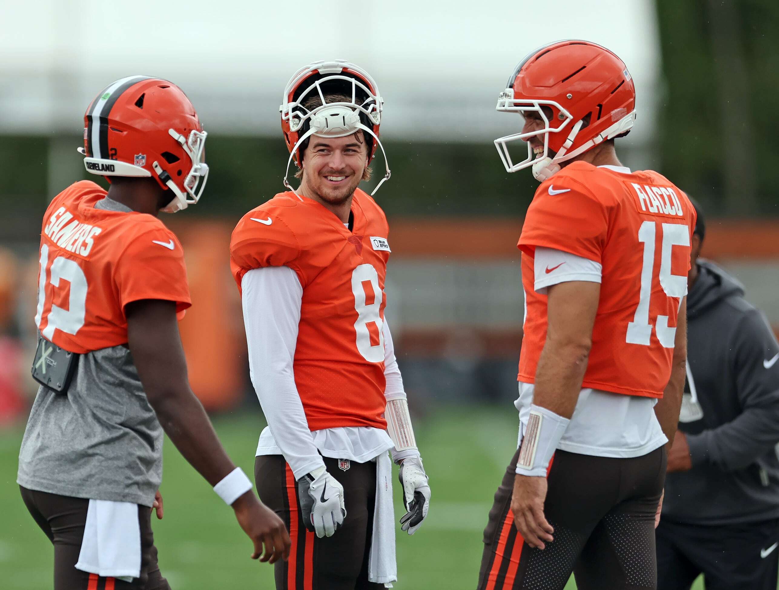 Jeremiah Owusu-Koramoah watches Browns practice from the sidelines: ‘He’s a huge part of who we are’