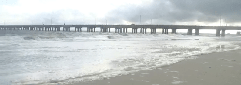 Strong winds and waves at Chic’s Beach in Virginia Beach