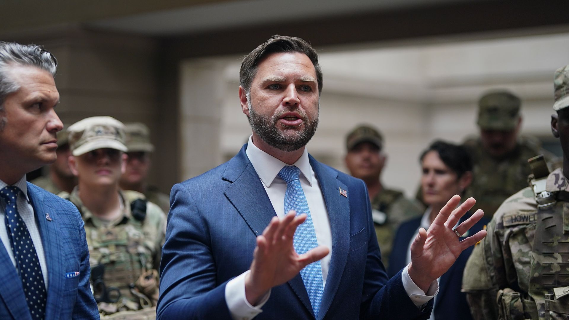 JD Vance encounters protesters inside Washington's Union Station