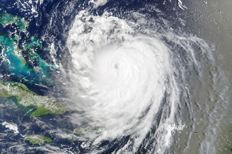 Satellite image shows Hurricane Erin roiling over Atlantic
