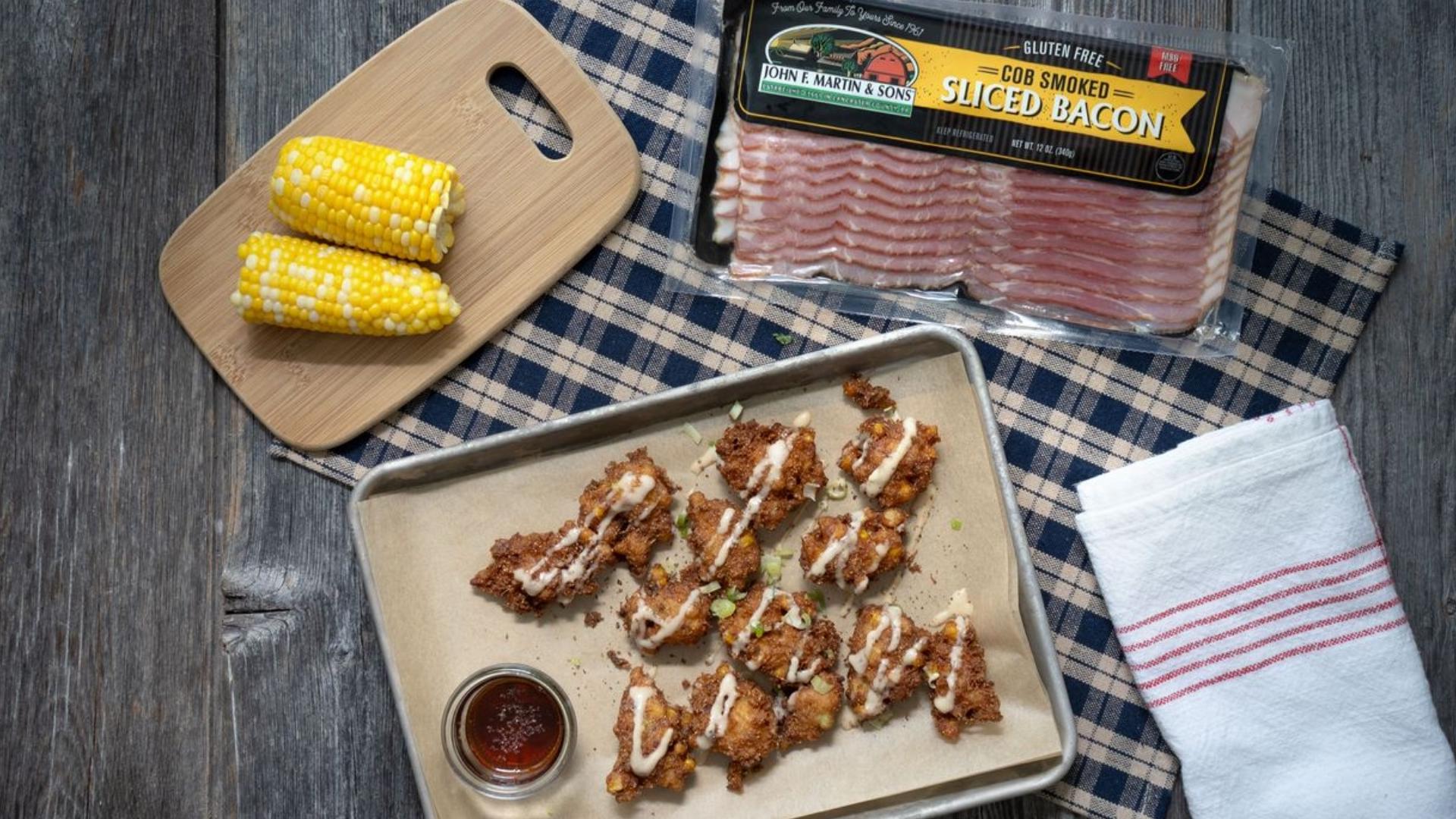 John F. Martin & Sons prepare their bacon corn fritter bites perfect ...