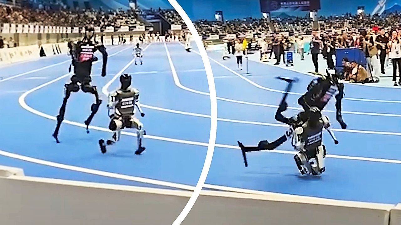 Bungling robots collide in slapstick crash during World Humanoid Robot ...