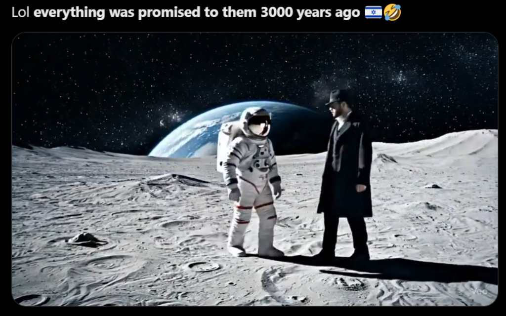 New antisemitic meme has Jews claiming items ‘promised 3,000 years ago’