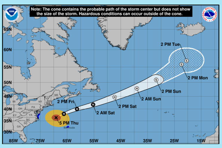 Hurricane Erin tracker: Latest path shows Category 2 storm heading ...