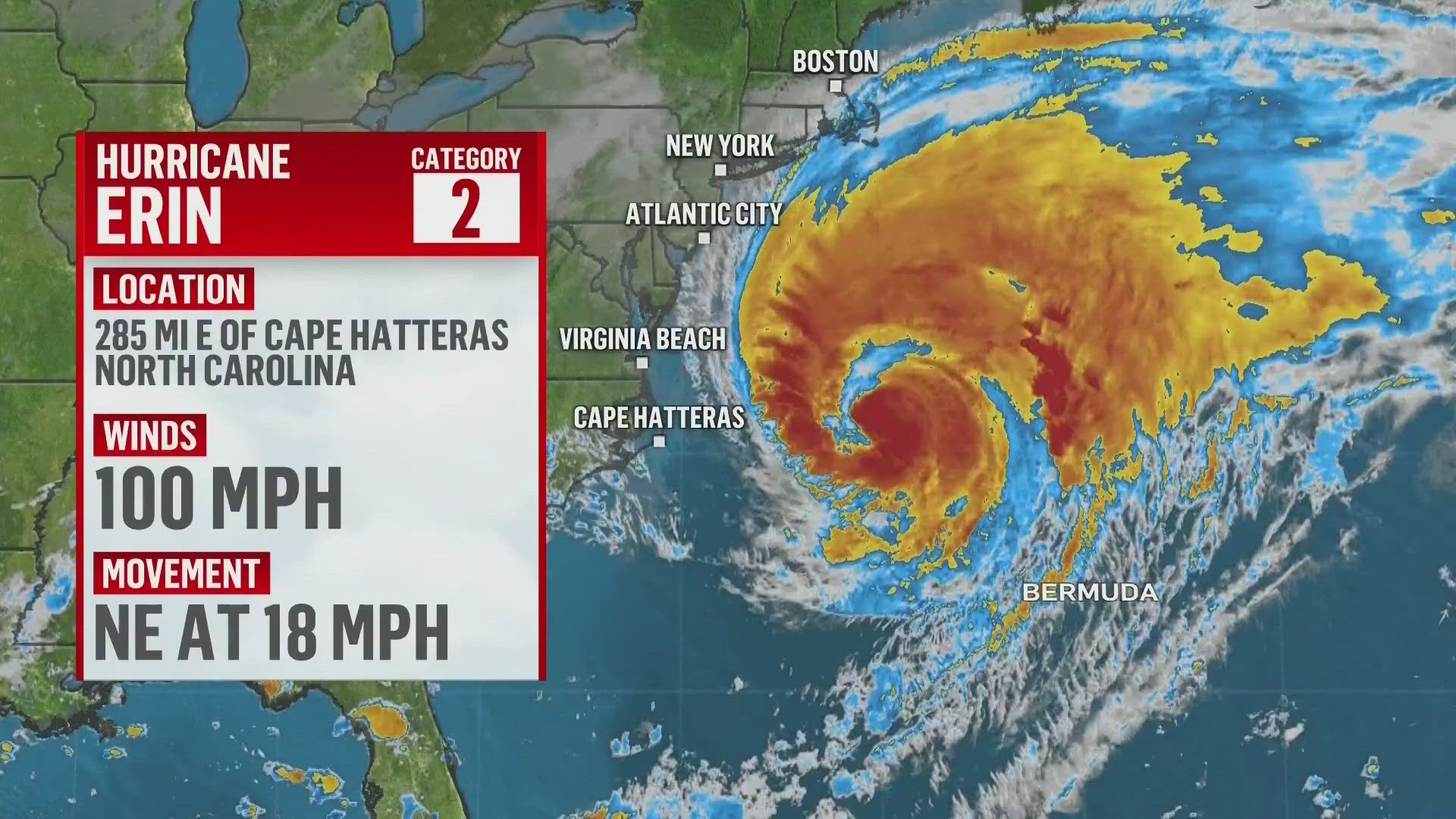 Tracking Hurricane Erin: Strong winds, waves hitting East Coast