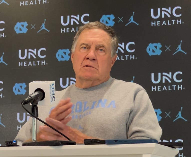 Bill Belichick tells players UNC will be featured on Hulu