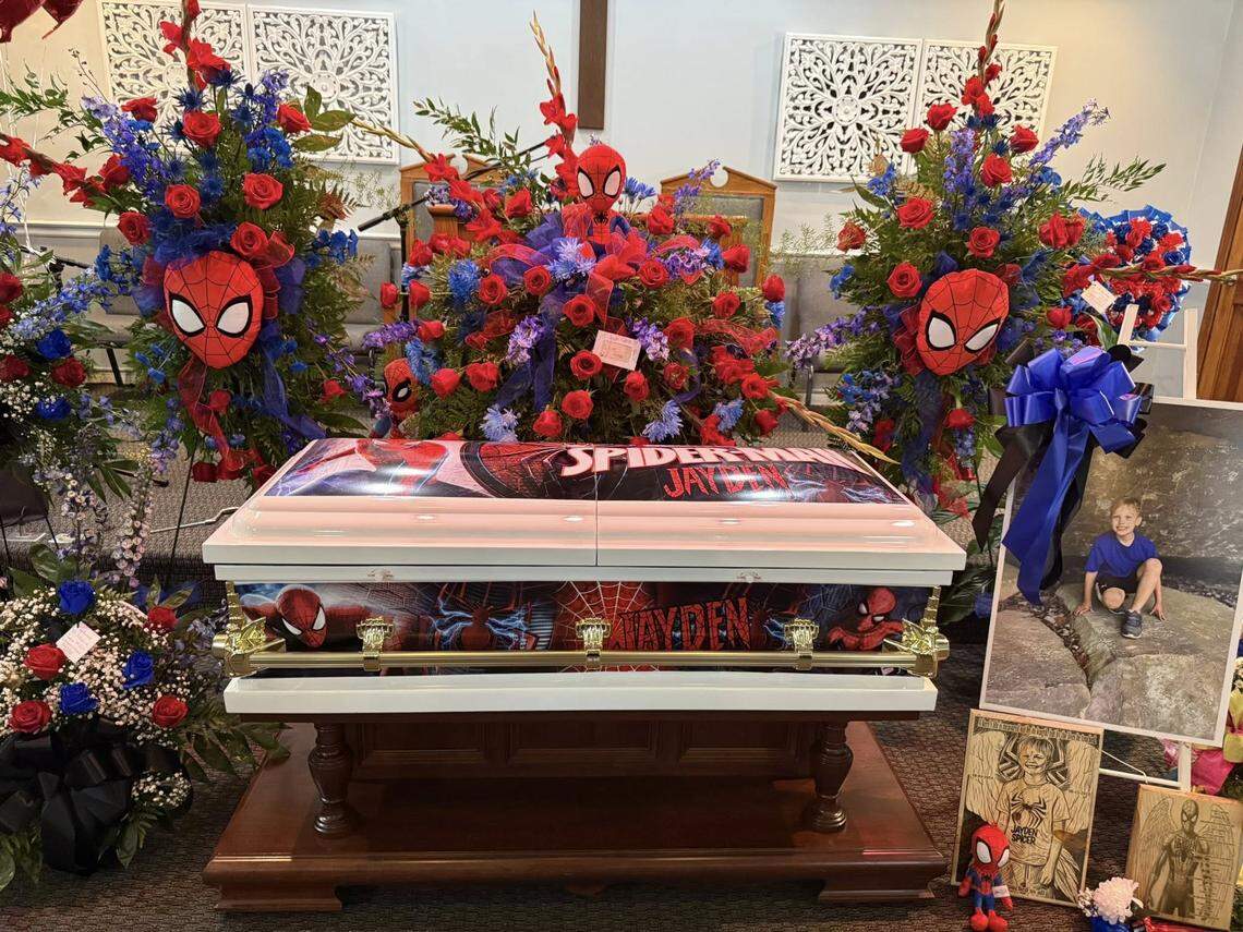 Spider-Man for Spicer: KY community mourns 10-year-old boy at funeral ...