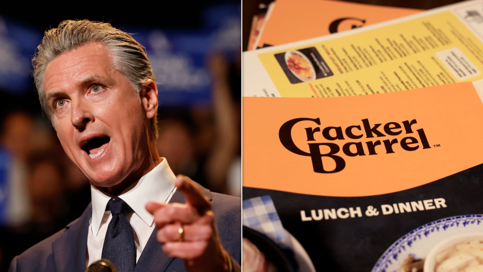 Newsom Mocks MAGA's Outrage Over Cracker Barrel's New Logo