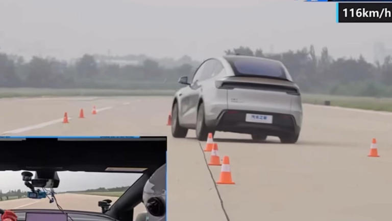 Tesla Model Y L Aces Elk Test at 72 MPH Fully Loaded