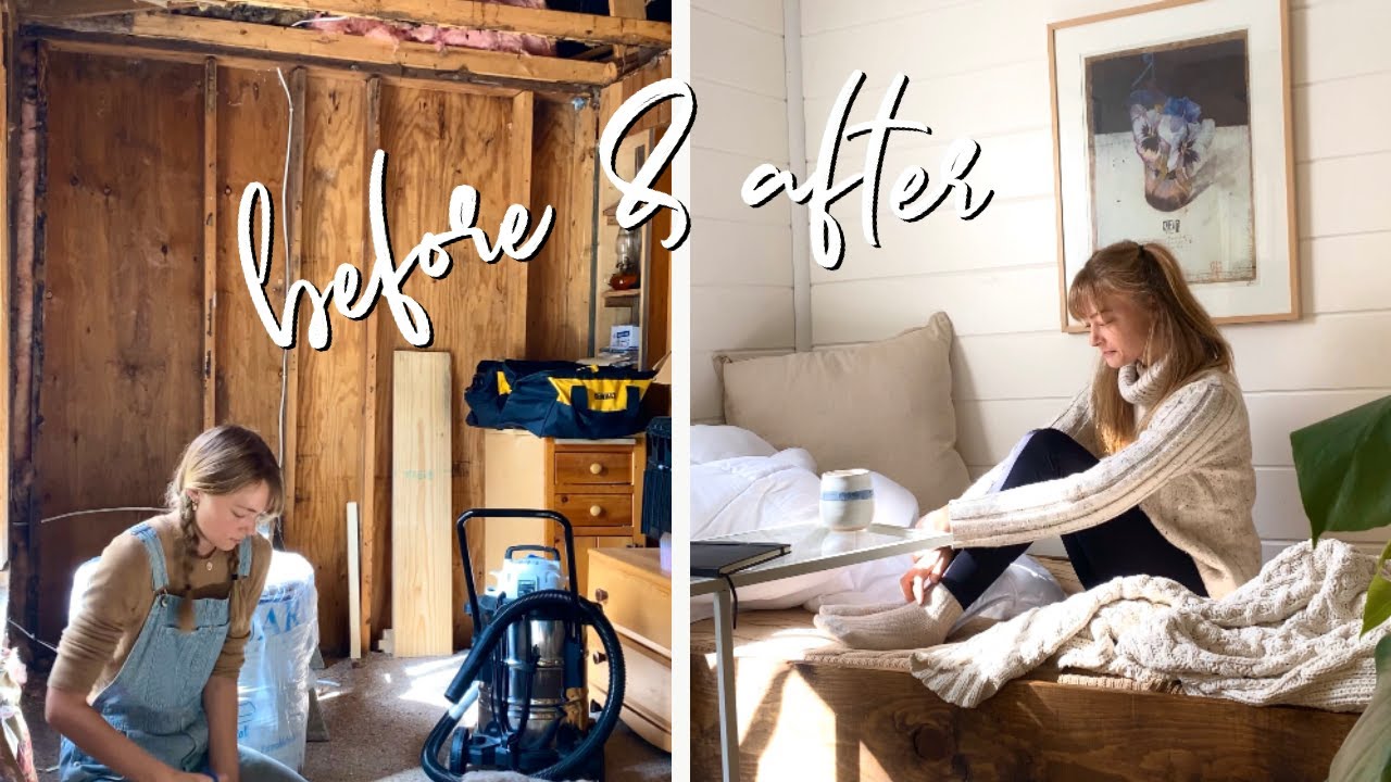 renovating my cabin: putting up walls! (before & after)