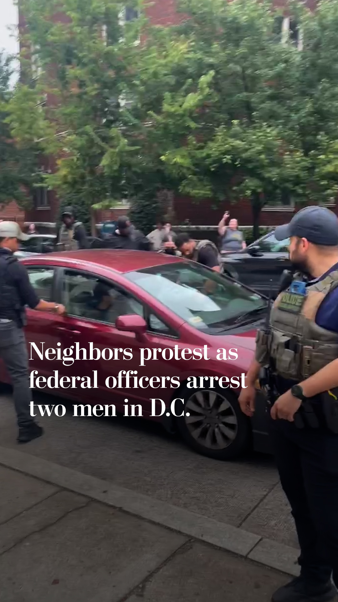 Neighbors protest as federal officers arrest two men in D.C.