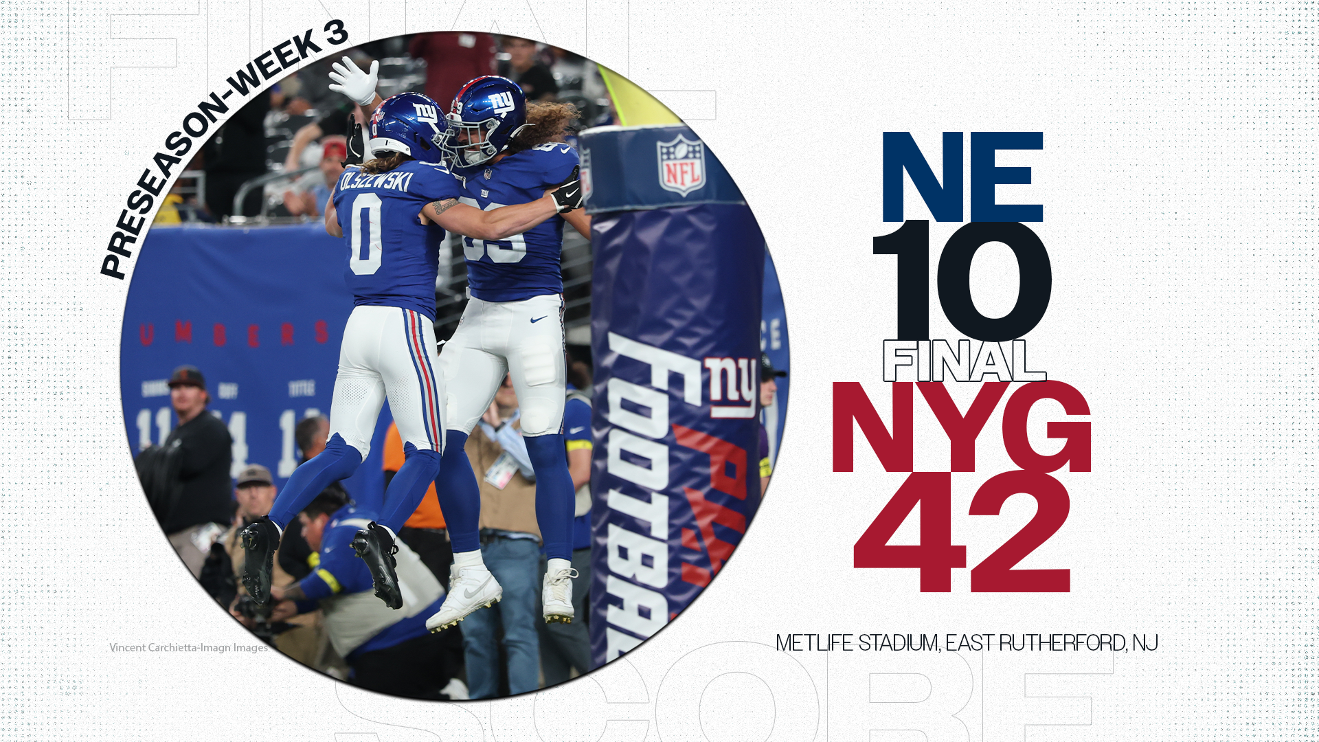 New York Giants dominate New England Patriots, 42-10, to end preseason 3-0