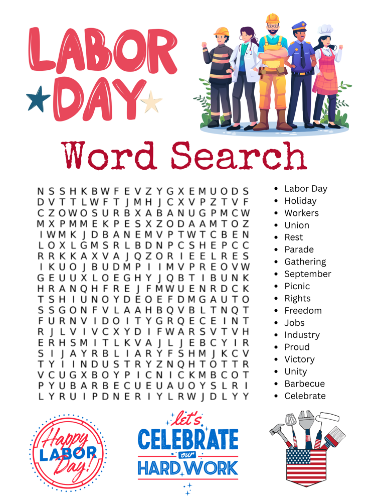 6 Free Printable Labor Day Coloring Sheets for Adults and Kids