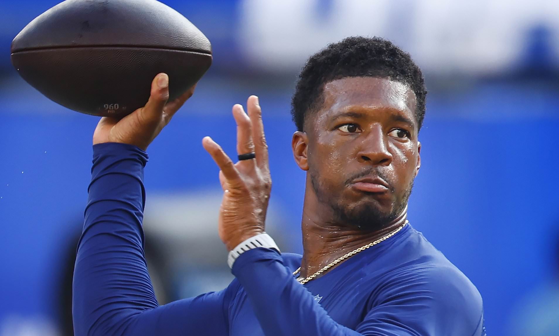 Giants QB Jameis Winston goes viral for whacky warm up before Patriots game