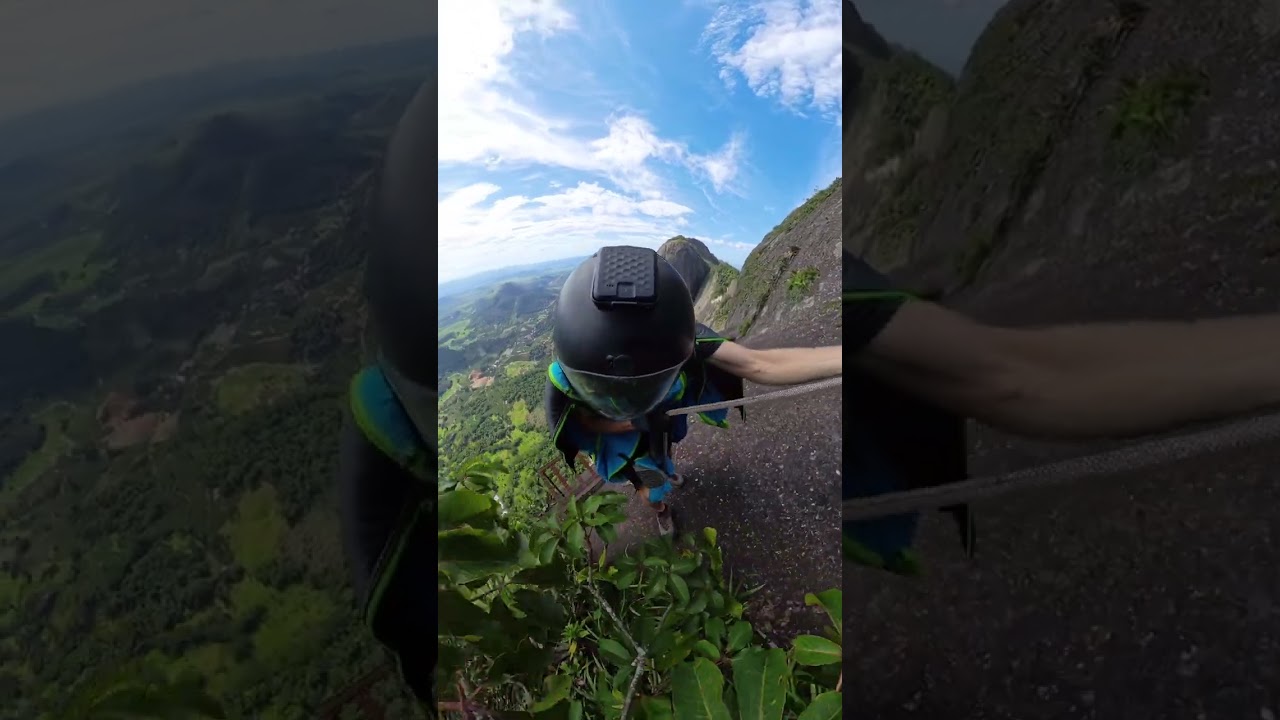 Climbing down to the BASE jump exit is no joke