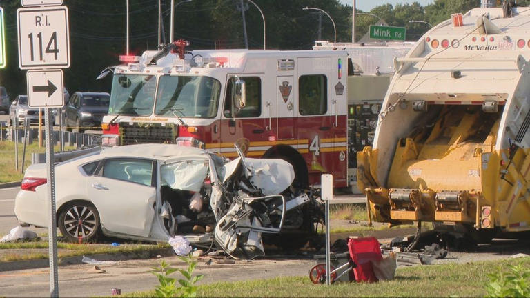 2 hospitalized after vehicle collides with garbage truck in East Providence